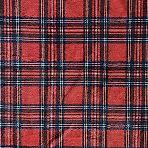 Stewart Plaid Red Anti-Pill No-Sew Throw Fleece Fabric Kit (50x60)