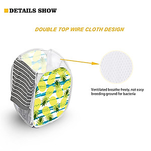 Coldinair Strawberry Floral Pink Mesh Pop Up Laundry Hamper,Foldable Collapsible Laundry Dirty Clothes Basket for Home,Dorm,Apartment or Travel