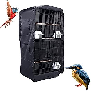 SYOOY Bird Cage Cover Good Night Birdcage Cover Universal Blackout Bird Parrot Cage Cover Durable Washable for Parakeets Lovebirds Budgies Macaw Conure Square Cages - Black