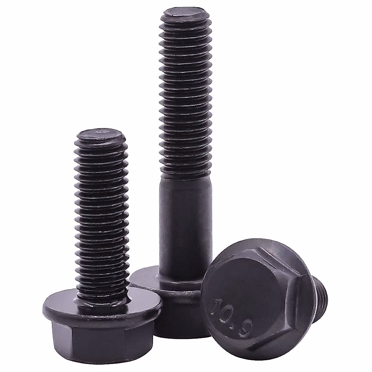M10-1.5 x 20mm Flanged Hex Bolts Screws, 10.9 Grade Alloy Steel Hexagon Flange Bolts for Machinery Automotive, Black Oxide Finish, Full Thread, 10 PCS