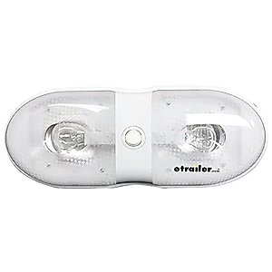 Bargman Interior Light, 76 Series, Dual Light, Single Switch, White Lens, White Plastic Housing, Each, 1 Count (Pack of 1)