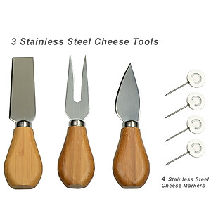 Picnic at Ascot Personalized Monogrammed Engraved Bamboo Cutting Board for Cheese & Charcuterie Platter- includes Knives, Ceramic Dish, & Cheese Markers - Designed and Quality Checked in USA