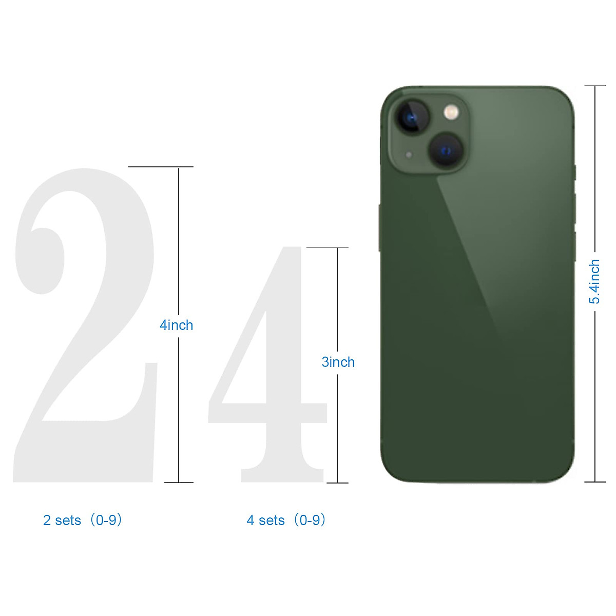 60 PCS White Mailbox Numbers, Vinyl Waterproof Stickers for Outside, Address on House, Big Mail BOX Number, 6 (3" x 4 sets, 4" x 2 set,0-9)