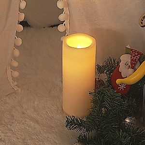 4 x 10 Inch Led Flameless Candles Outdoor Waterproof Battery Operated Candle with Timer Large Flicking Pillar Candle for Indoor Outdoor Lanterns Electric Candle for Wedding Decoration,Cream White