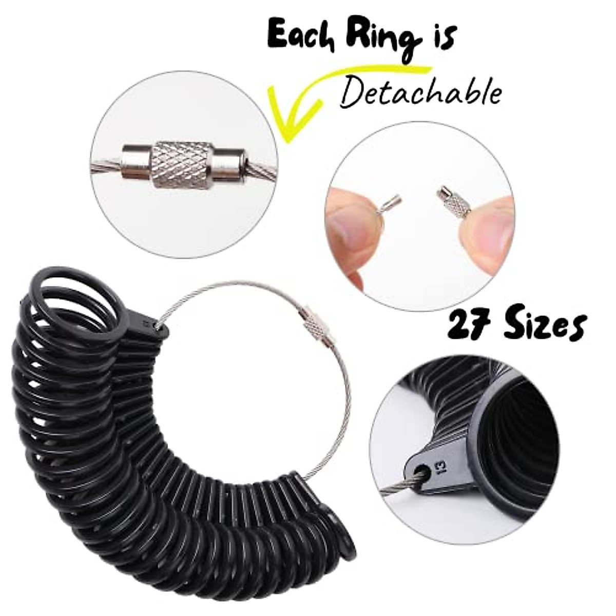 Mr. Pen- Ring Sizer Measuring Tool Set, Ring Sizer Guage & Plastic Ring Mandrel with 1 Polishing Cloth, Ring Sizer, Ring Measure for Fingers, Ring Sizing Kit, Ring Finger Sizer, Ring Sizer Tool.