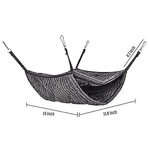 Petmolico Double Bunkbed Rat Hammock, Small Animal Hideaway Sleeping Swing Cage Accessories for Guinea Pigs Chinchilla, Fits 2 Ferrets or 5 More Rats, Gray