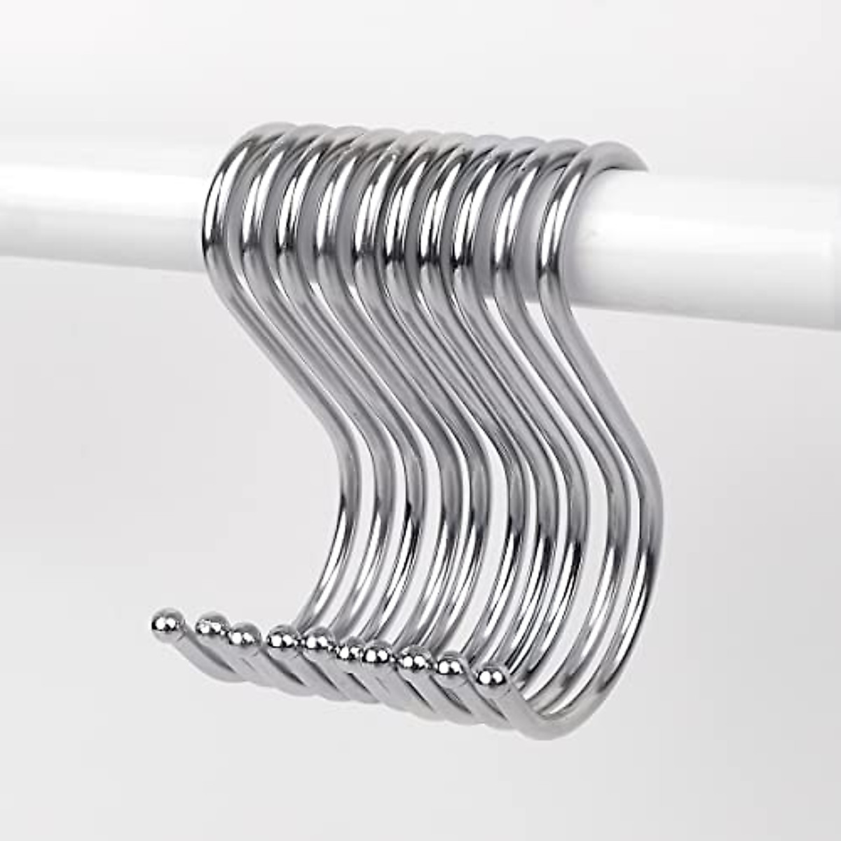 Sefuez 20 Pack S Shaped Hooks Stainless Steel Metal Hangers Hanging Hooks for Clothes,Plants,Kitchen,Workshop, Silver