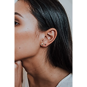 Unisex 6 Pairs Dot Stud Earrings, Surgical Steel Gold Plated Tiny Flat Disc Stud Earrings for Women (Gold-2/3/4/5/6/8mm)