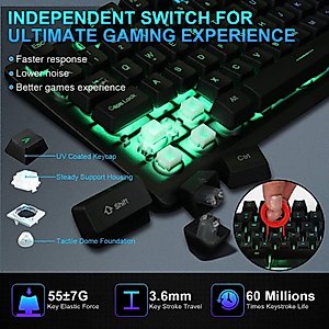 XYLXJ Computer Keyboard and Mouse Combos, Wired Gaming Keyboard Mechanical Feeling Backlit Keyboards USB Keyboard Waterproof Computer Game Keyboards