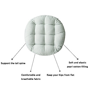 Striped Chair Cushion Round Floor Pillow,Thickened Seat Cushion Canvas Fabric Pearl Cotton Filled Inner Core,Home Office Soft Chair Cushions 17'' Blue