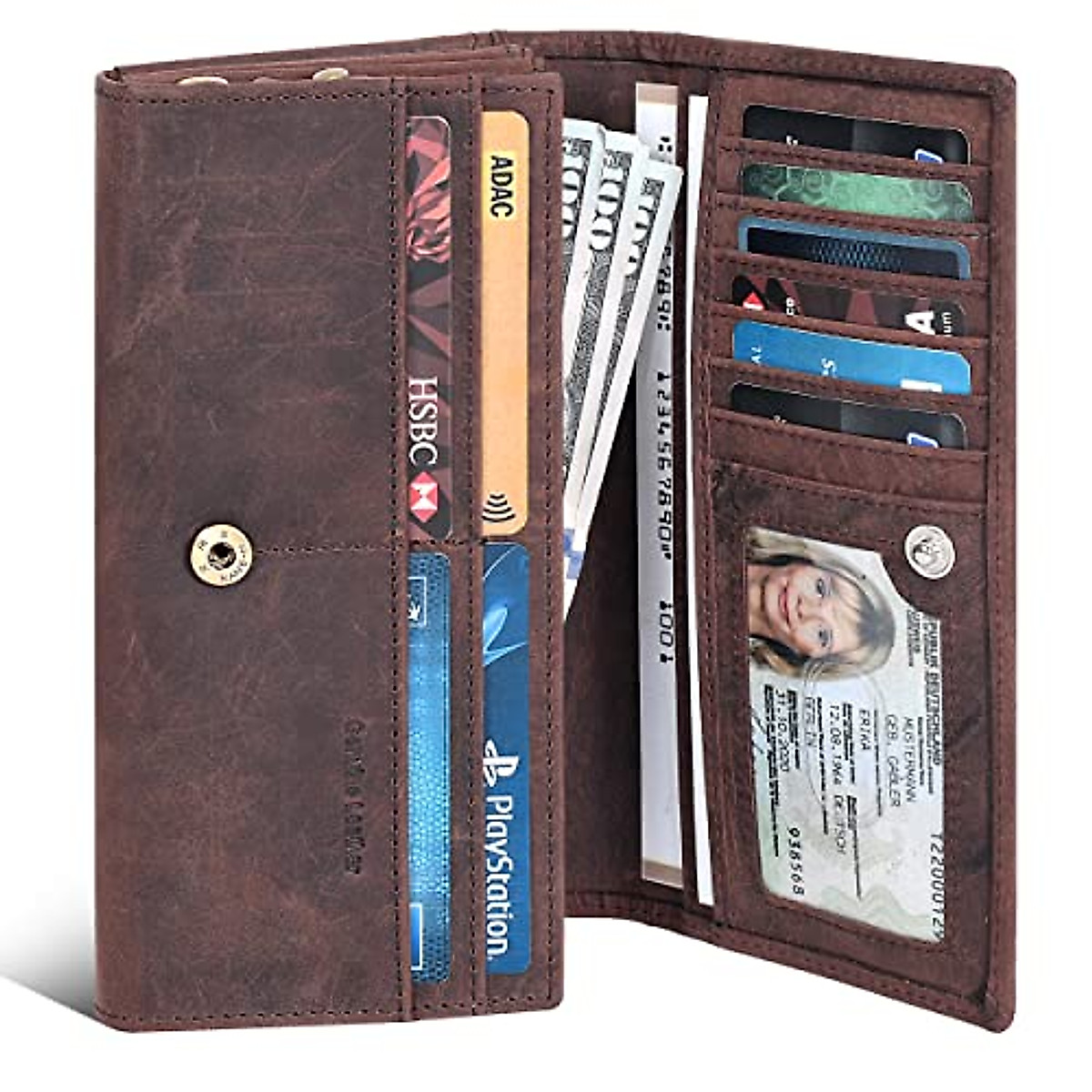 Women’s Leather Wallet with RFID Block Multi Card Holders Wallet With Zipper Pocket