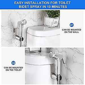 Boonny Bidet Sprayer for Toilet, Handheld Toilet Bidet Sprayer, Hand Held Bidet Sprayer for Toilet, Bathroom, Cloth Diaper, Toilet Jet Spray Set (3sets, Bidet Nozzles with Hose and Holder)