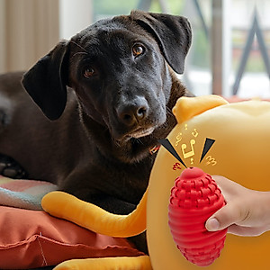 HUASONG Squeaky Football Dog Toys for Aggressive Chewers: Non-Toxic Natural Rubber Puppy Chew Ball with Squeaker, Almost Indestructible and Durable Pet Toy for Medium and Large Breed