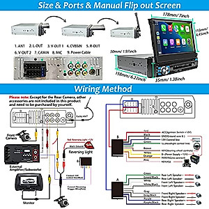Single Din Car Stereo Compatible with Apple Carplay Android Auto, 7inch HD Flip Out Screen Car Stereo with Bluetooth, Single Din Touchscreen Car Stereo Car Audio Receivers, FM/USB/AUX/TF/Subwoofer