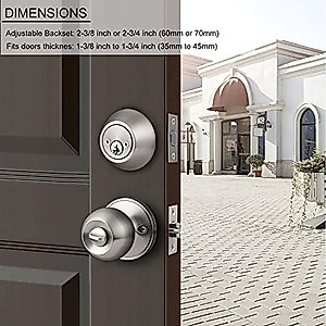 Knobonly All Keyed Same Entry Door Knobs with Double Cylinder Deadbolt for Exterior Front Doors, Satin Nickel Finish, Contractor Pack of 10-Keyed on Both Side