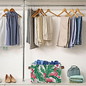 SDMKA Fabric Storage Baskets Pink Flamingo Foldable Baskets Large Storage Bins for Organizing Shelves Closet Home, Decorate Your Rooms