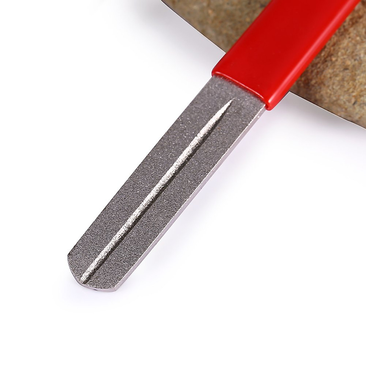 Hook Sharpener, Durability Hook Whetstone Fish Hook Sharpening File Tool Accessory For Outdoor Fishing(Dual Grooving-red)