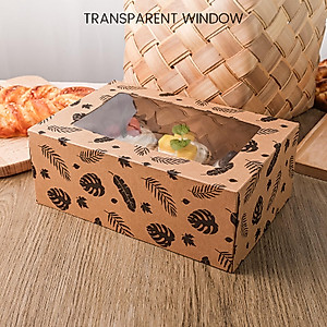 HANSGO 6 Sets Kraft Paper Cupcake Boxes, 9.5 x 6.3 x 3 Inches Cupcake Carrier with Window Holding 6 Count Cupcake Holder Containers Pastry Boxes for Bakery Muffins Cookies Treats Desserts