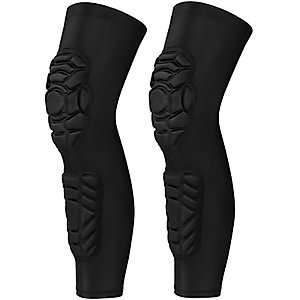 GUOZI Knee Braces, [2 Pack] Double Crashproof Knee & Calf Pads, Thigh Compression Leg Sleeves Protection for Youth Adults Sports Football Basketball Volleyball Running Baseball etc