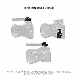 PDMOVIE Camera Half Cage, Compatible with Canon 5/6/7D, Sony A, Panasonic GH, Nikon D810, and Other Series Cameras, Comes with 2 Cold Shoe Sockets, Multiple 1/4 Inch Threaded Holes (RIG AIR)
