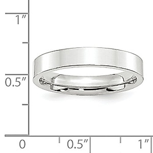 Solid 10k White Gold 4 mm Comfort Fit Flat Wedding Band Ring Size 7.5