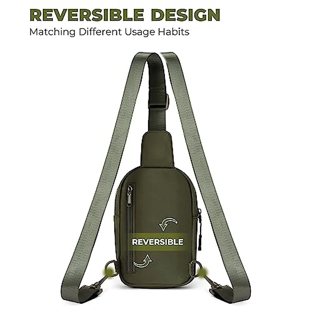 CHOLISS [Beige+Green] Small Sling Bag for Women and Men, Crossbody Bags Trendy with Extended Strap, Lightweight Chest Bag