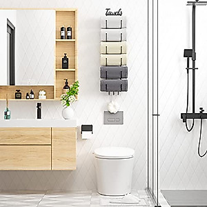 Bathroom Towel Storage, Towel Racks for Bathroom Wall Mounted, DIY into 2 Sets of Wall Towel Holders, Bathroom Organizer for Rolled Bath Towels, Hand Towels, Washcloths in Small Bathroom RV Camper