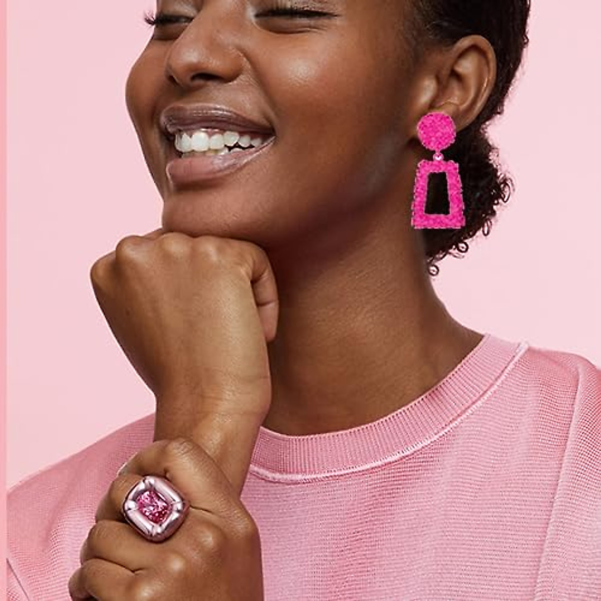 LINONKEY 4 Pcs Barbie Pink Heart Earrings Set Hot Pink Earrings for Women Lover Earrings Pink Heart Dangle Earrings Tassel Earrings for Women Lightweight Barbie Earrings for Women (4 pcs)