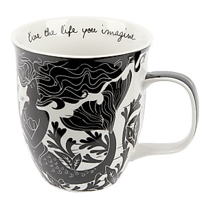 Karma Gifts 16 oz Black and White Boho Mug Mermaid - Cute Coffee and Tea Mug - Ceramic Coffee Mugs for Women and Men