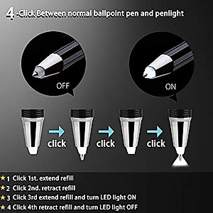 Penyeah Pen with Light, Pen Light Flashlight, Lighted Tip Pen Light for Nurses, LED Lighted Pen for Writing in The Dark 2pack - White