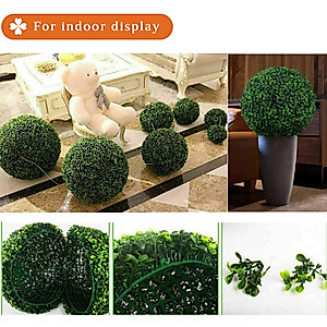 Gobograss Artificial Plant Topiary Ball - 2pcs 13.8 inch 3 Layers Milan Grass Ball for Home Garden Wedding Party Decoration Environmental UV Protected Faux Boxwood Decorative Ball (13.8in)