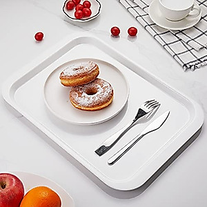 HSDT Melamine Serving Trays White 17.1x12.2 Inch Rectangle Cafeteria Fast Food Trays Breakfast Lunch Dinner Trays for Eating Set of 6,PFW-174122-06