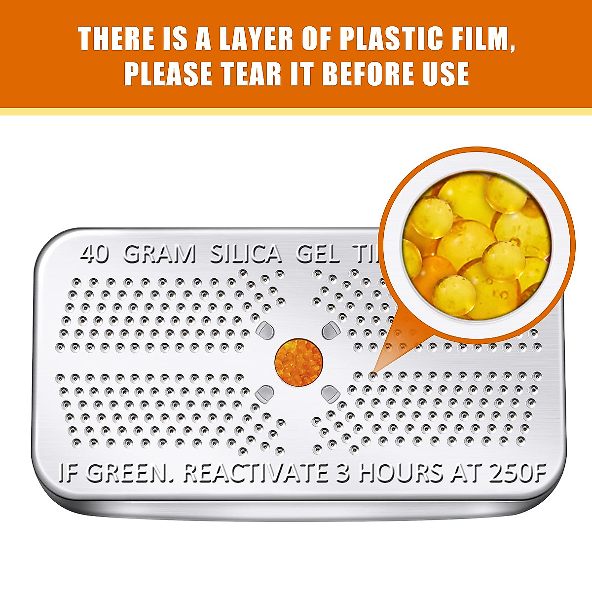 6 Pack 40 Gram Indicating Silica Gel Desiccant Canister Dehumidifier Orange Indicating Desiccant Reusable Moisture Absorber Bag for Car Closet Cabinet Bag Storage Box (6 Boxes)