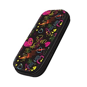 Carrying Case Compatible with Switch 2017 / Switch OLED 2021 Console Joy-Con with 10 Game Card Slots , Fashion style wallpaper with neon lightning, star, arrow, hearts