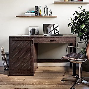 BELLEZE Computer Desk with File Drawer and Cabinet Study Writing Desk Table Modern Transitional Home Office Desk Simple Workstation Wood Table Metal Frame for PC Laptop - Hilo (Espresso)