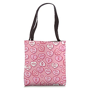 Happy Valentines Day Candy Conversation Hearts Pink Tote Bag
