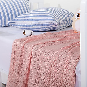 NTBAY Cooling Baby Blanket - Cable Knit Toddler Blanket - Rayon Derived from Bamboo, Soft and Breathable 30x40 Blanket, 30x40 Inches, Pink