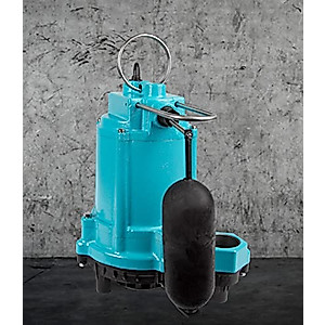 Little Giant 6EC-CIA-SFS 1/3 HP, 115-Volt, 3180 GPH Automatic Cast Iron Submersible Sump/Effluent Pump with Polypropylene Base, Integral Snap-Action Float Switch and 10-Ft. Cord, Blue, 506807