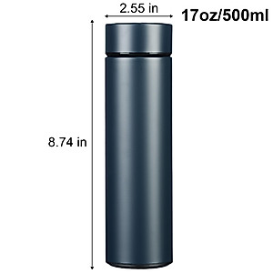 Lizhluzh 17oz Stainless Steel Water Bottles, Slim Water Bottle, Thermo Water Bottle, Insulated Water Bottle Keep Hot for 12 Hrs, Cold for 24 Hrs for Coffee, Drinks