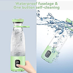 Portable Blender for Shakes and Smoothies, 300W Personal Size Blender for Crushes Ice Cubes, Frozen Fruit, Nuts. USB Mini Pulse Blender(6 Blades) with 20oz BPA Free Removable Sports Bottle for Home, Travel, Office, SIQDAK Blender Bravo Green