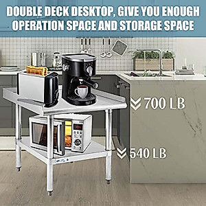 Hally Stainless Steel Equipment Stand 28x24 Inches with Undershelf, NSF Commercial Prep & Work Table with Rear and Side Risers, Heavy Duty Grill for Kitchen, Bar, Restaurant, Home and Hotel