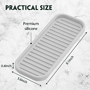 KITEXPERT Silicone Sponge Holder for Kitchen Sink - Soap Tray for Kitchen Counter & Bathroom - Kitchen Versatile Organizer Tray for Sink, Makeup and More (Grey)