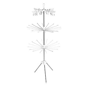 GOTOTOP Tripod Clothes Drying Rack, Collapsible Portable Tripod Clothes Drying Rack Simple Indoor Outdoor with 4 arms for Laundry Hanging Towels Baby Clothes Socks Underwear(Ivory White)