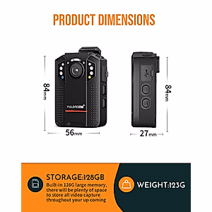 YULONGDT 1440P Body Camera, 128GB Body Cameras with Audio and Video Recording, Wearable Body Camera for Police, Personal, Infrared Night Vision, 3300mAh Battery for Civilian, Law Enforcement
