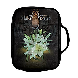 Dajingkj Bible Covers for Women Cross Flowers Large Size Bible Case with Pockets Strap Zip Bible Book Carrying Organizer Church Tote Bag