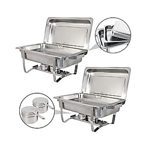 Thaweesuk Shop New 8QT 4 Pack Catering Stainless Steel Chafer Chafing Dish Sets Full Size Buffet 24"x14"x11.4" (LxWxH) of Set