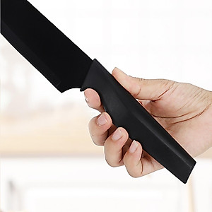 Knife Set, 14 Pieces Kitchen Knife Set with Built-in Sharpener Block, Self Sharpening Knives Sets, Stainless Steel Knife Block Set, Black