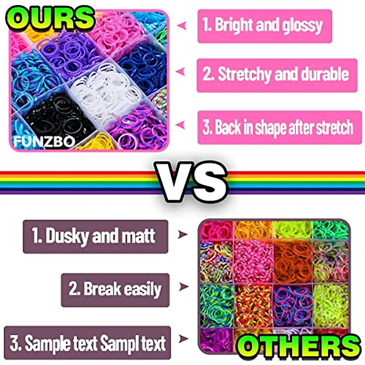 FUNZBO Rubber Band Bracelet Kit - Loom Bracelet Making Kit, Rubber Bands for Bracelets, Loom Bands Kit, Arts and Crafts Supplies, Crafts for Kids Age 4-8, Crafts for Girls Ages 6-8, 8-12 (Medium)