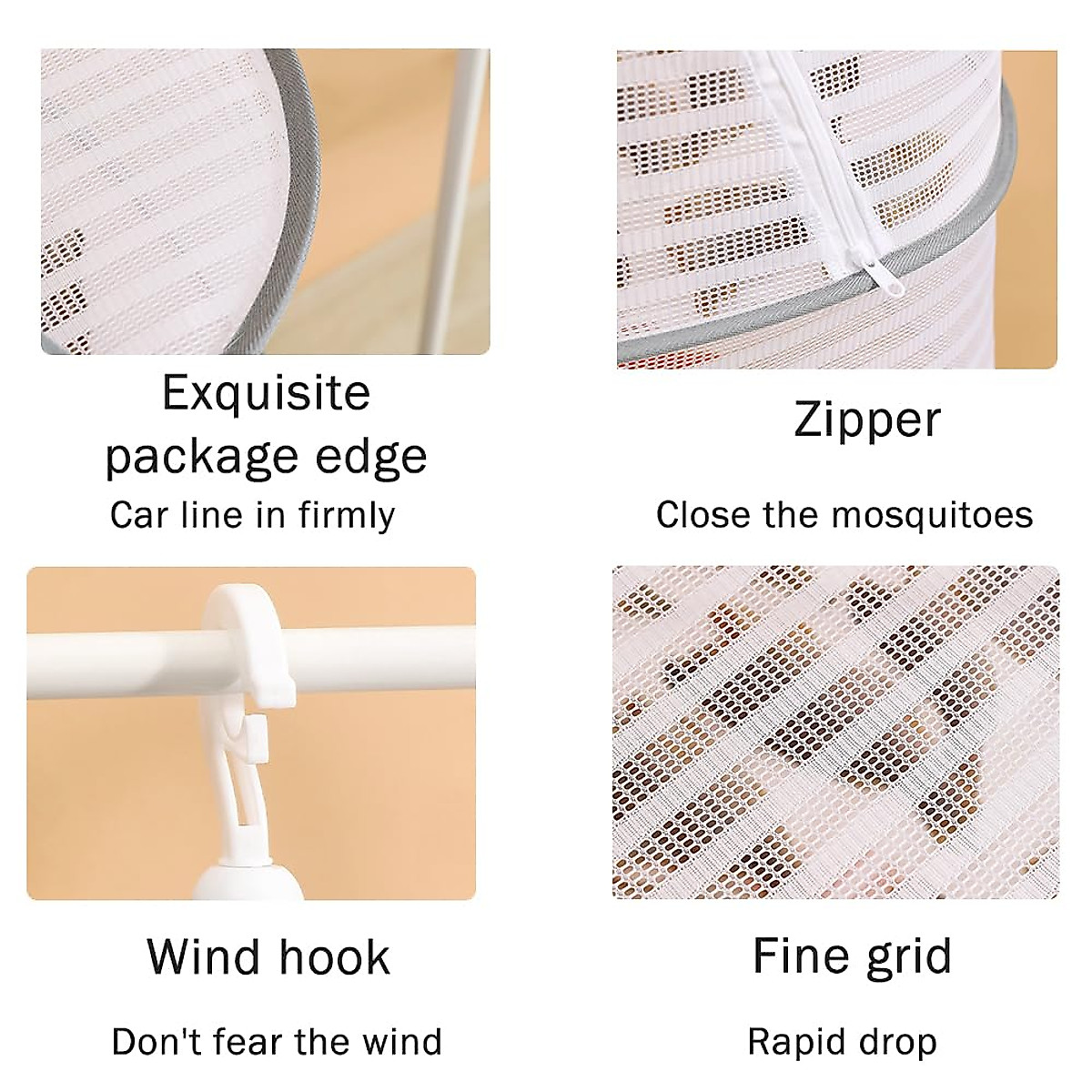 RVXlRDN Herb Drying Rack, 3 Layer Foldable Hanging Mesh Net with Zipper, Outdoor Drying Rack Mesh Dryer for Drying Herb Vegs Fruits Bud Plants(Size:M)