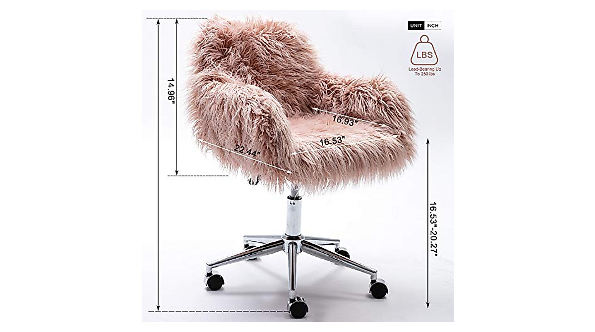 Stylish DKLGG Fluffy Office Desk Chair in Pink